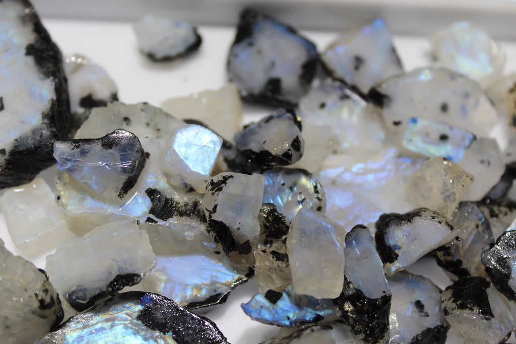1kg Flashy Rough Natural Moonstone Gemstones- Uncut Rainbow Flashy ...